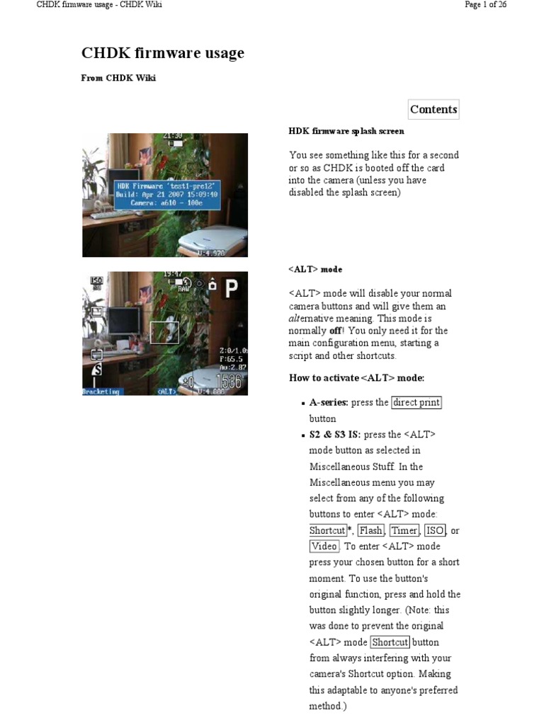 CHDK Firmware Usage | PDF | Exposure (Photography) | Raw Image Format