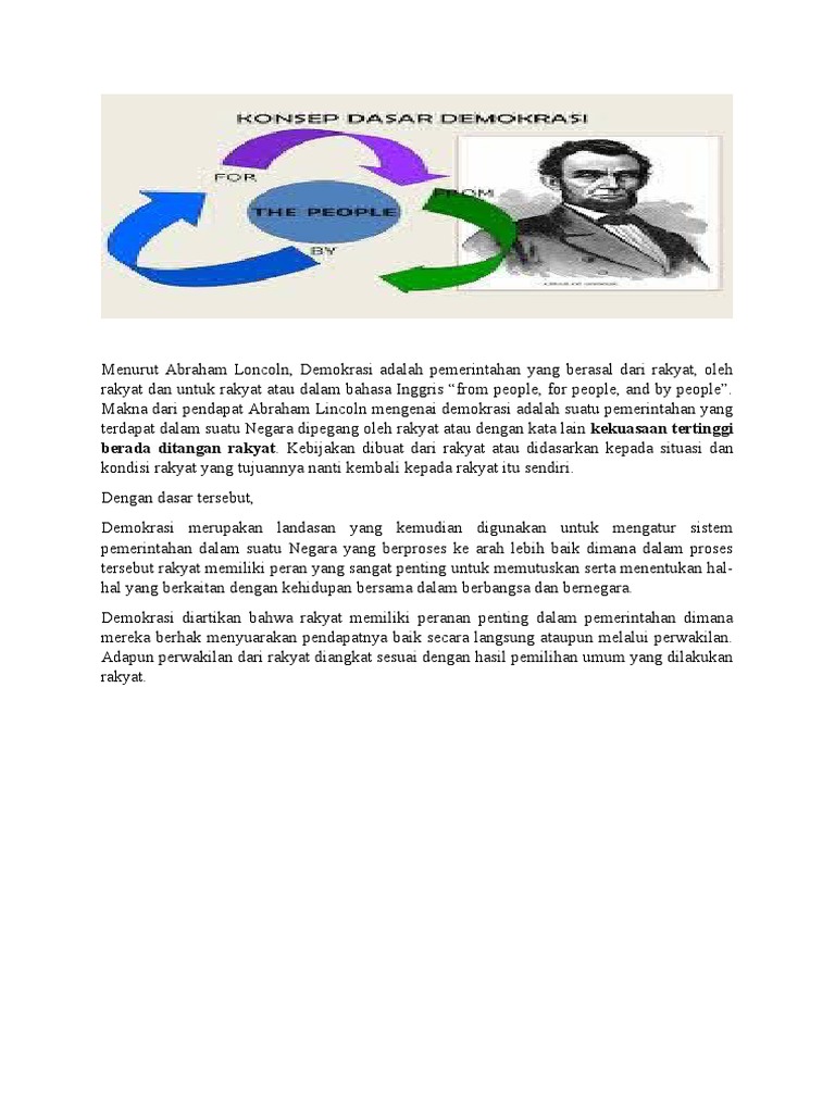 PKN (Konsep Dasar Demokrasi - Abraham Lincoln) | PDF