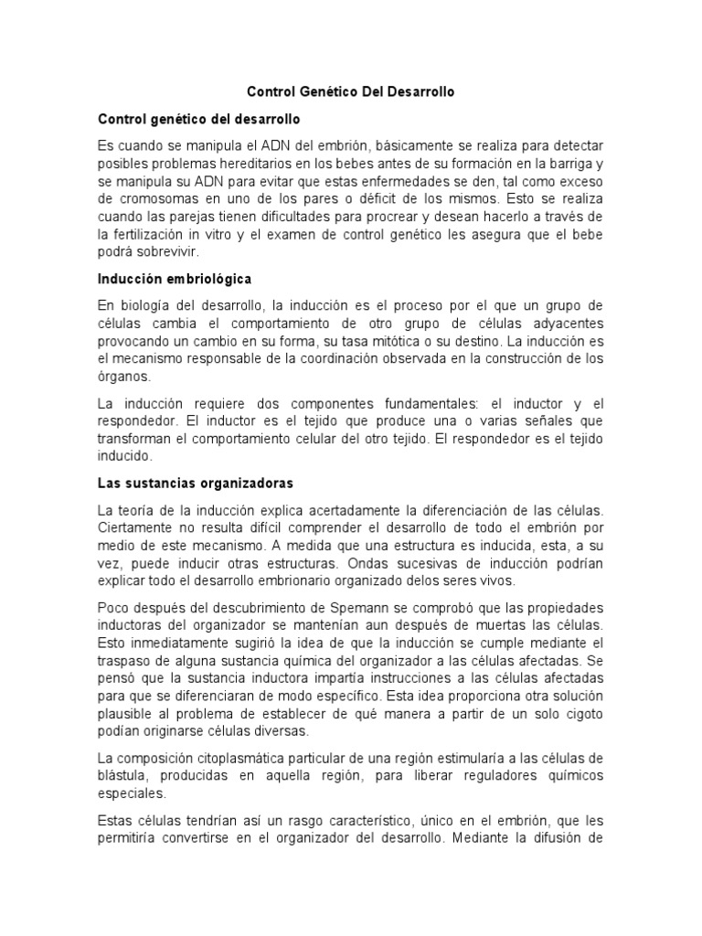 Control Genético Del Desarrollo Javier Roa | PDF | Diferenciación ...