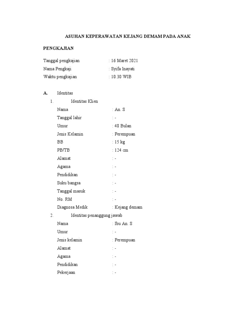 Asuhan Keperawatan Kejang Demam Anak | PDF