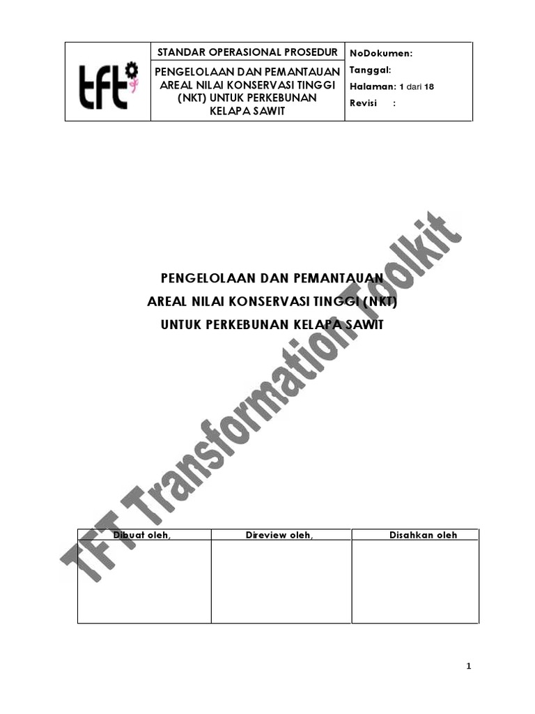 SOP Pengelolaan Dan Pemantaun Nilai Konservasi Tinggi NKT | PDF