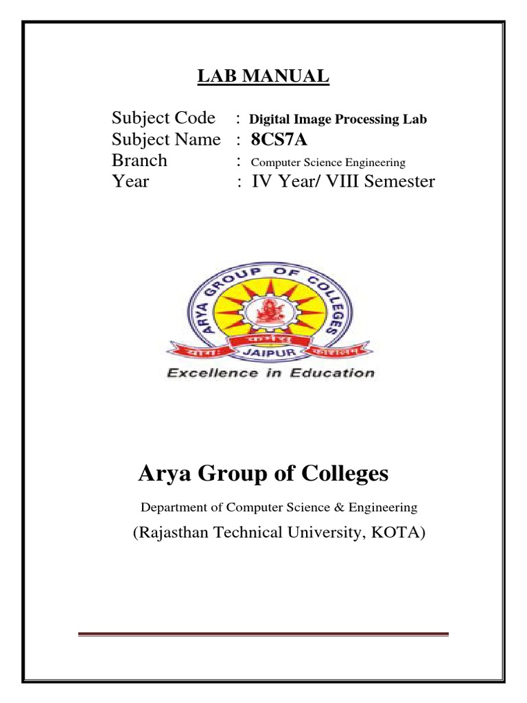 8cs7a Dip Manual | PDF | Data Compression | Image Segmentation