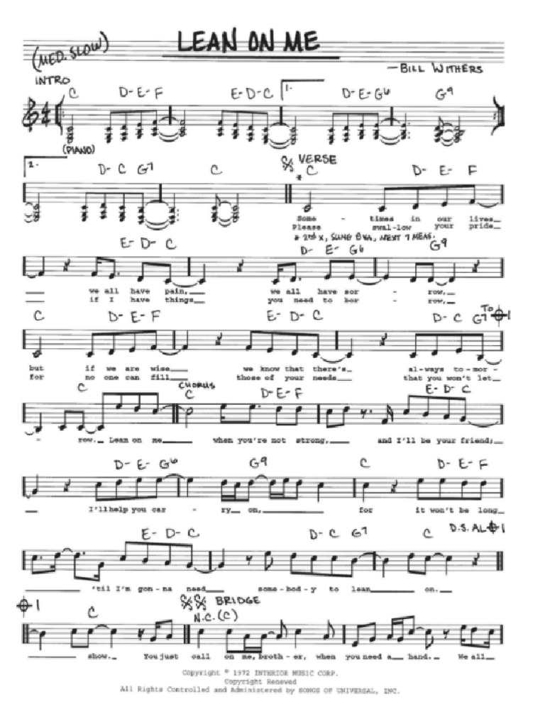 Lean On Me - Lead Sheet | PDF