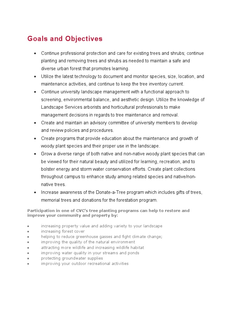 Goals and Objectives TREES | PDF