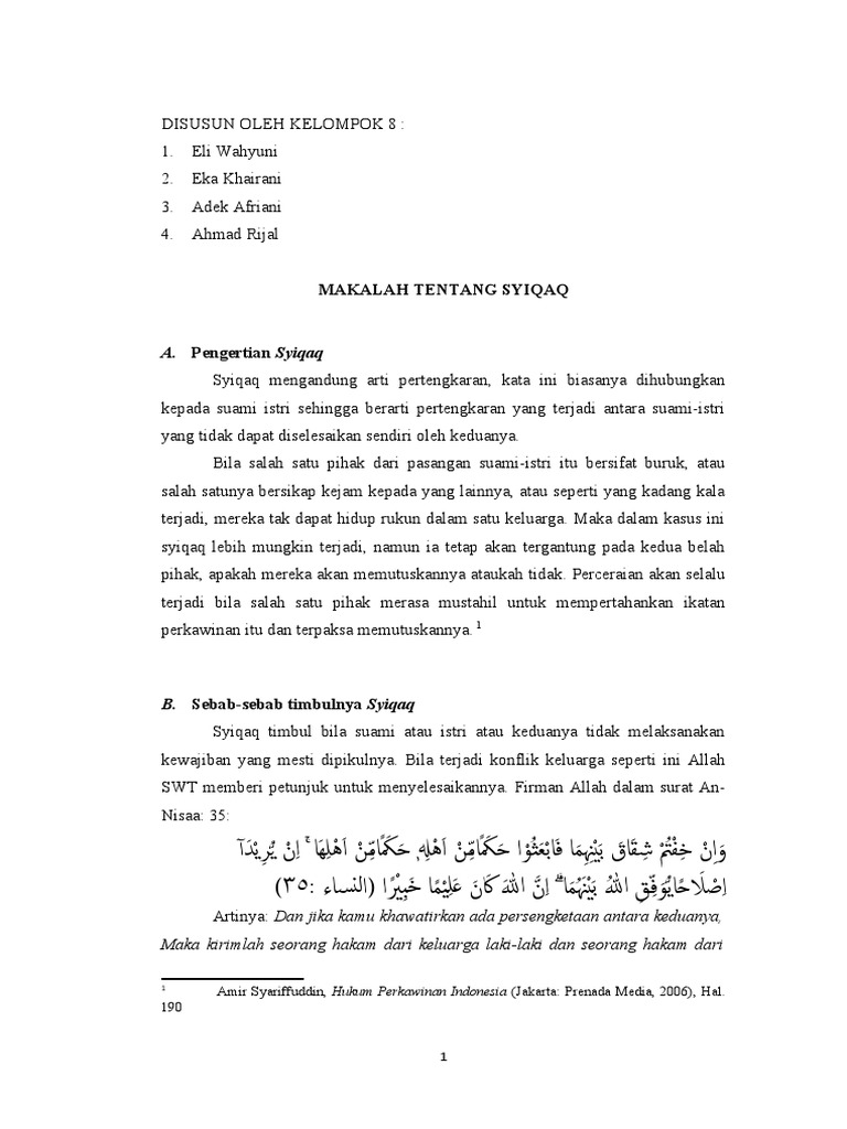 Makalah Tentang Syiqaq | PDF