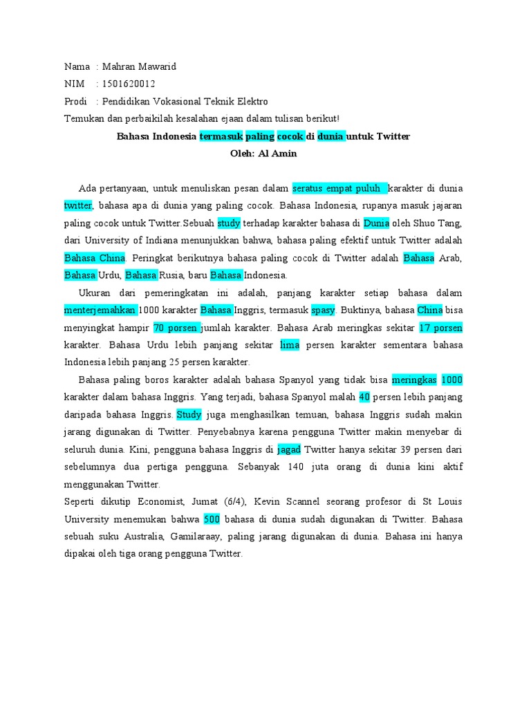 Mahran Mawarid - 15016200012 - Tugas Ejaan | PDF