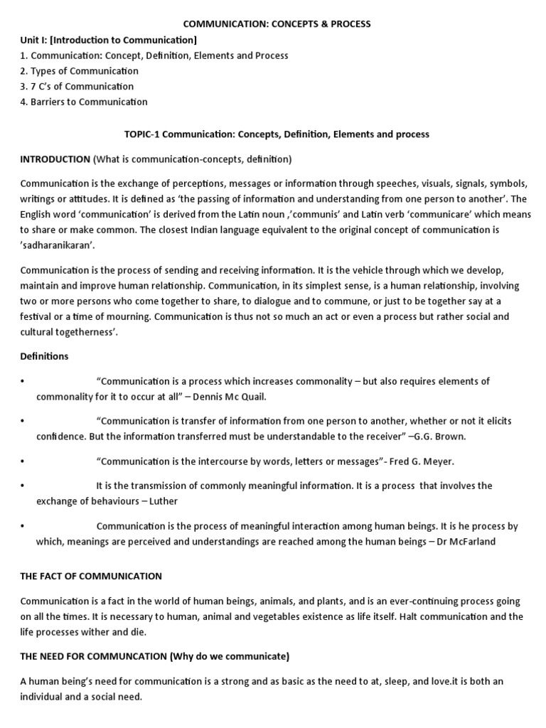 Unit - 1 Introduction To Communication | PDF | Communication | Information