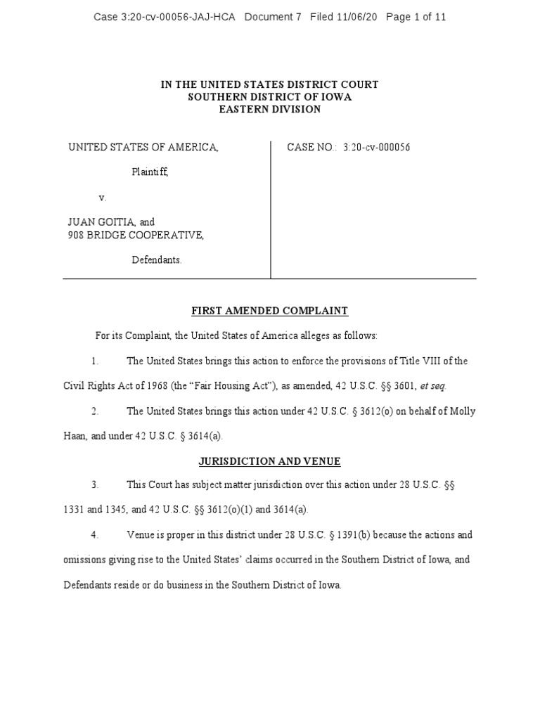 Goitia First Amended Complaint Final | PDF | Leasehold Estate | Complaint