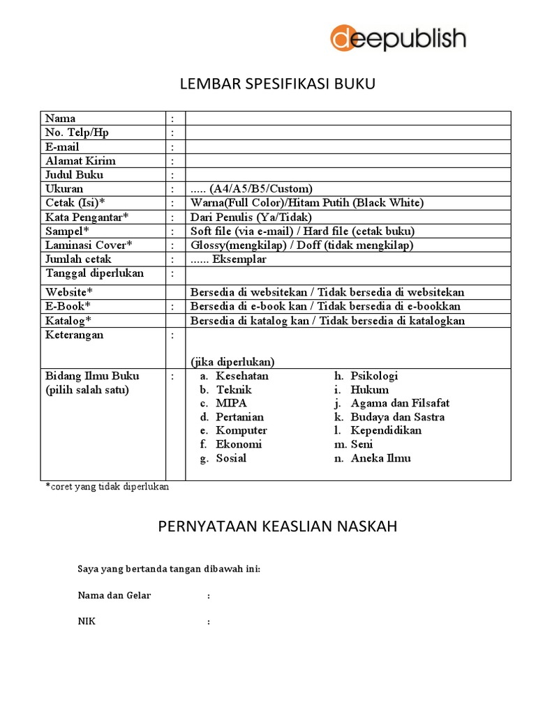 Spesifikasi Buku | PDF