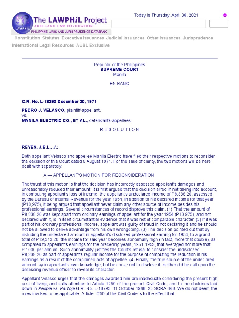Supreme Court Ruling on Velasco vs. Meralco | PDF