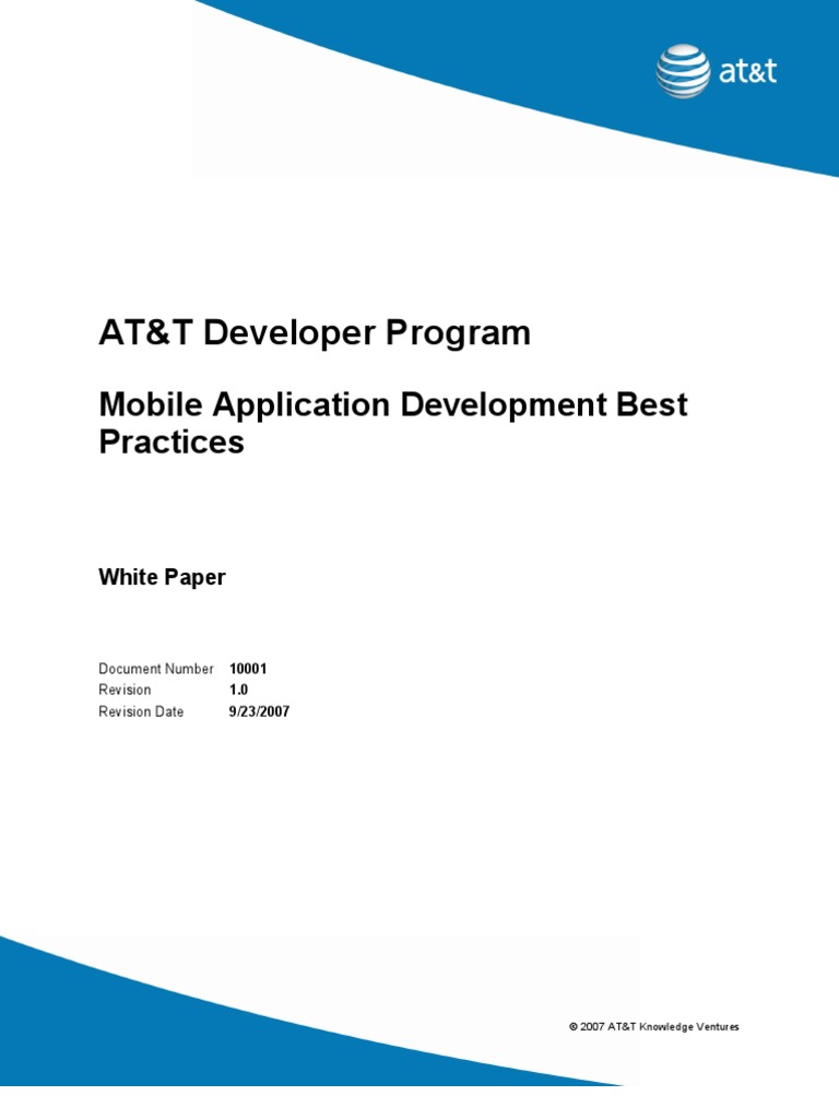 AT&T Developer Program: Mobile Application Development Best Practices ...