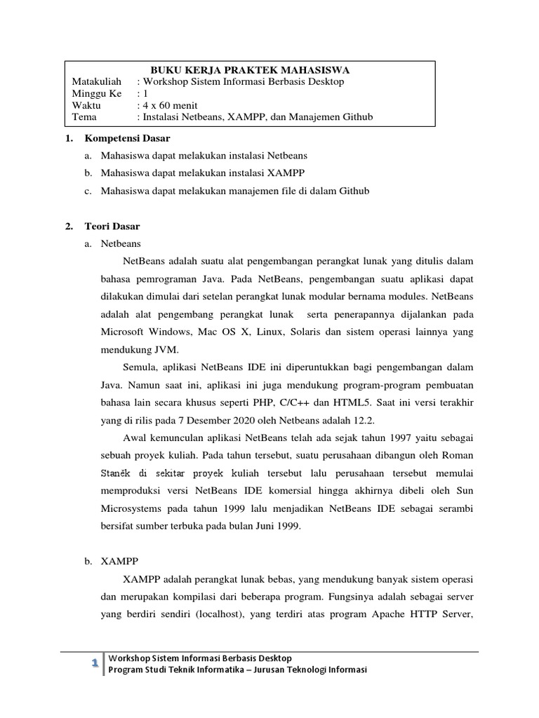 Instalasi NetBeans, XAMPP, dan GitHub | PDF