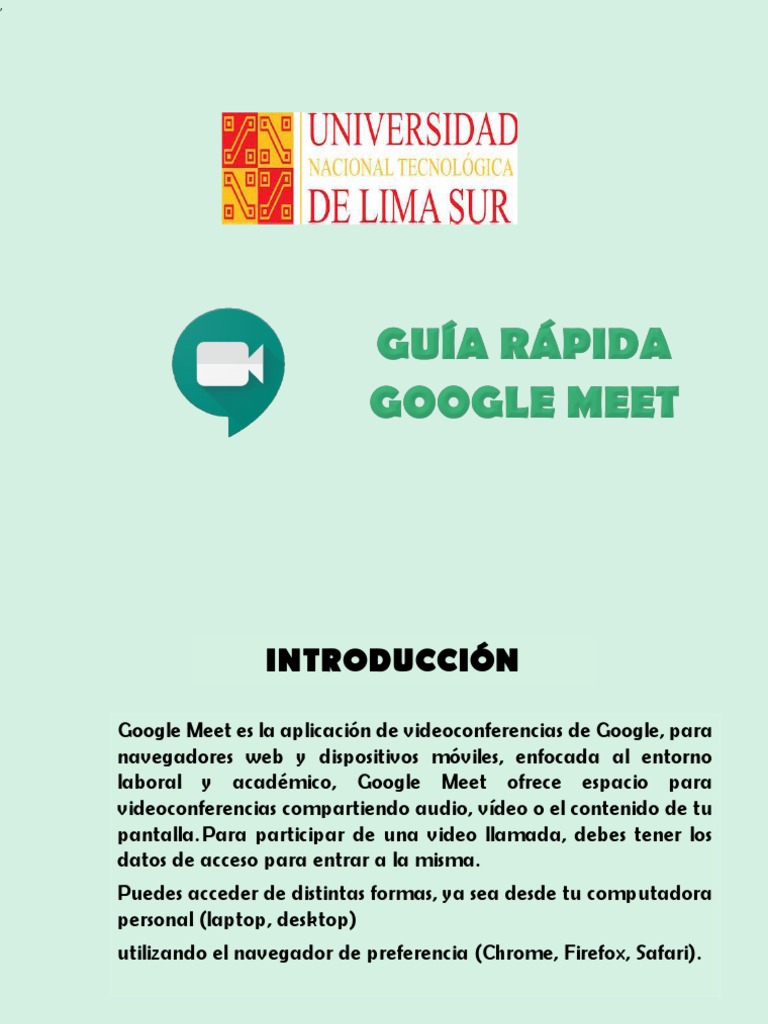 Guía para usar Google Meet | PDF