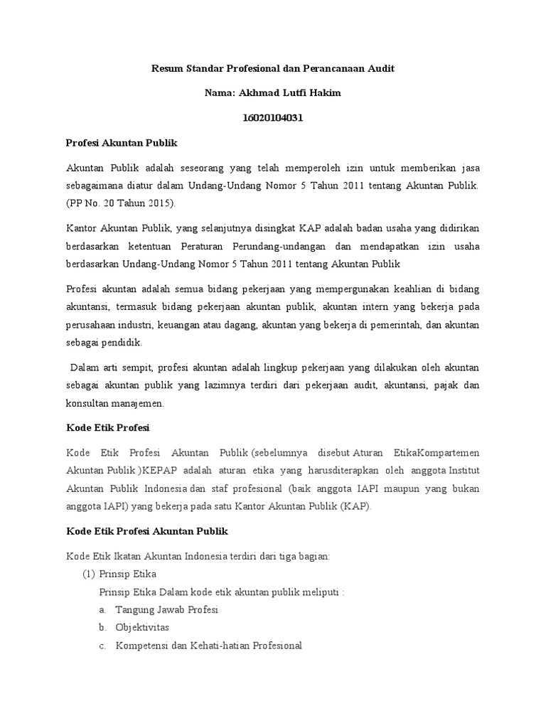 Panduan Etika dan Perencanaan Audit | PDF | Bisnis | Pengelolaan ...