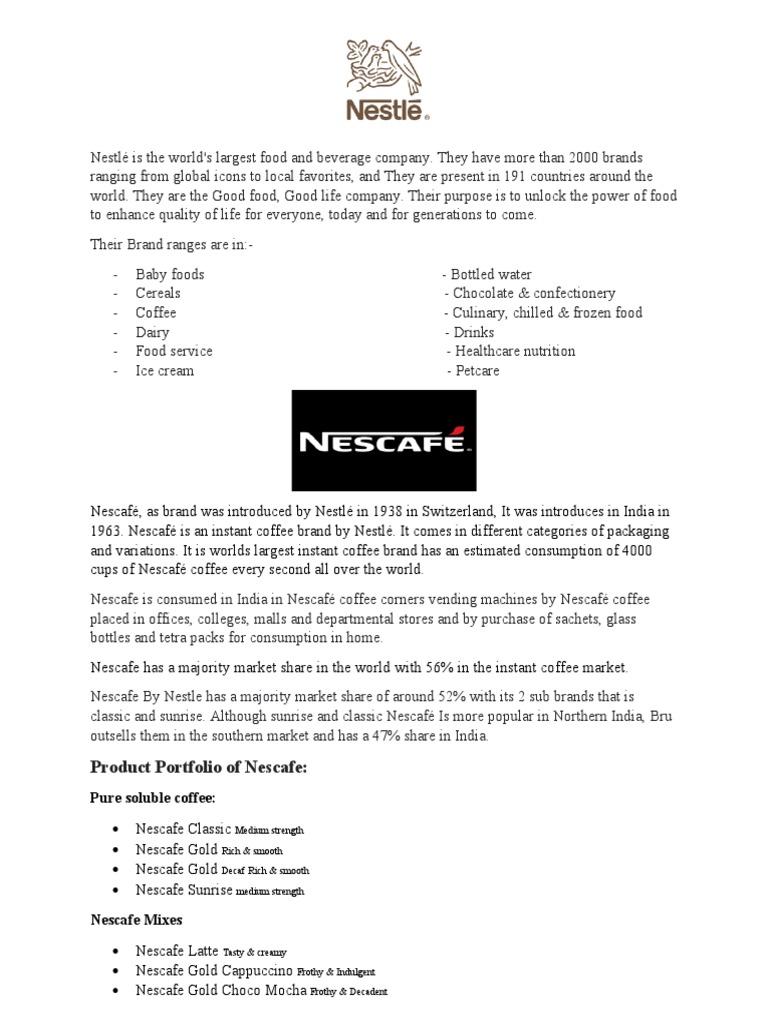 Product Portfolio of Nescafe:: Pure Soluble Coffee | Download Free PDF ...