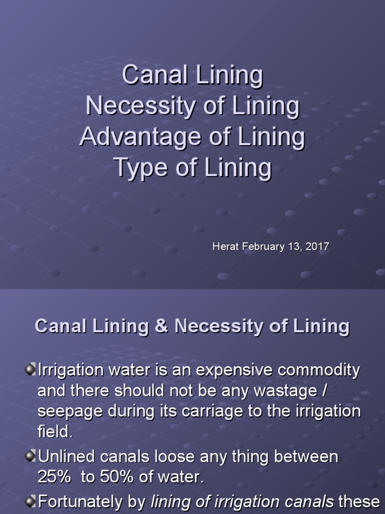 Advantages and Types of Canal Lining | PDF | Concrete | Brick