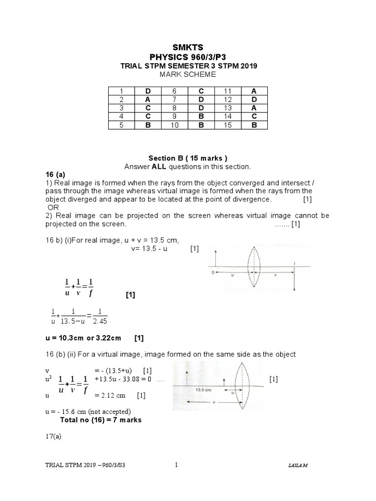 STPM Physics Mark Scheme | PDF | Angular Resolution | Wavelength