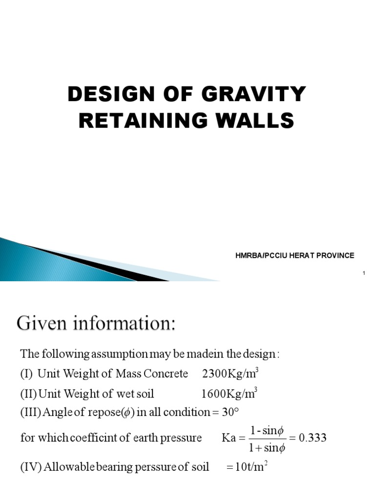 Gravity Retaining Wall Design | PDF | Mechanics | Applied And ...