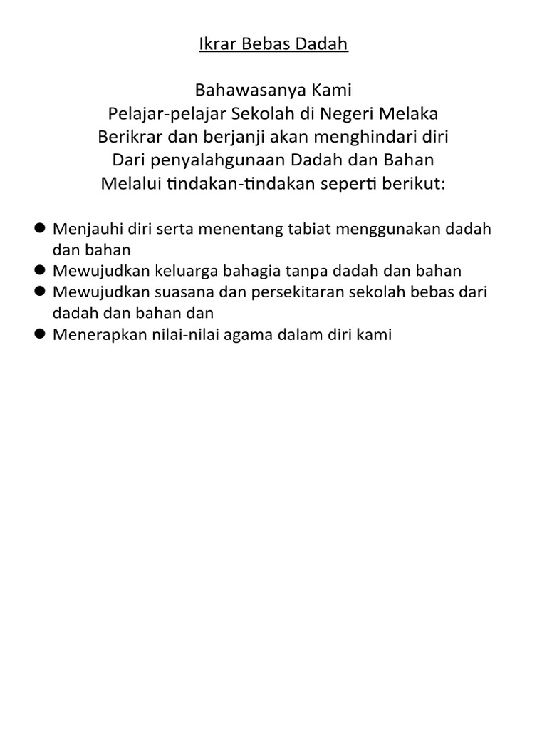 Ikrar Bebas Dadah | PDF