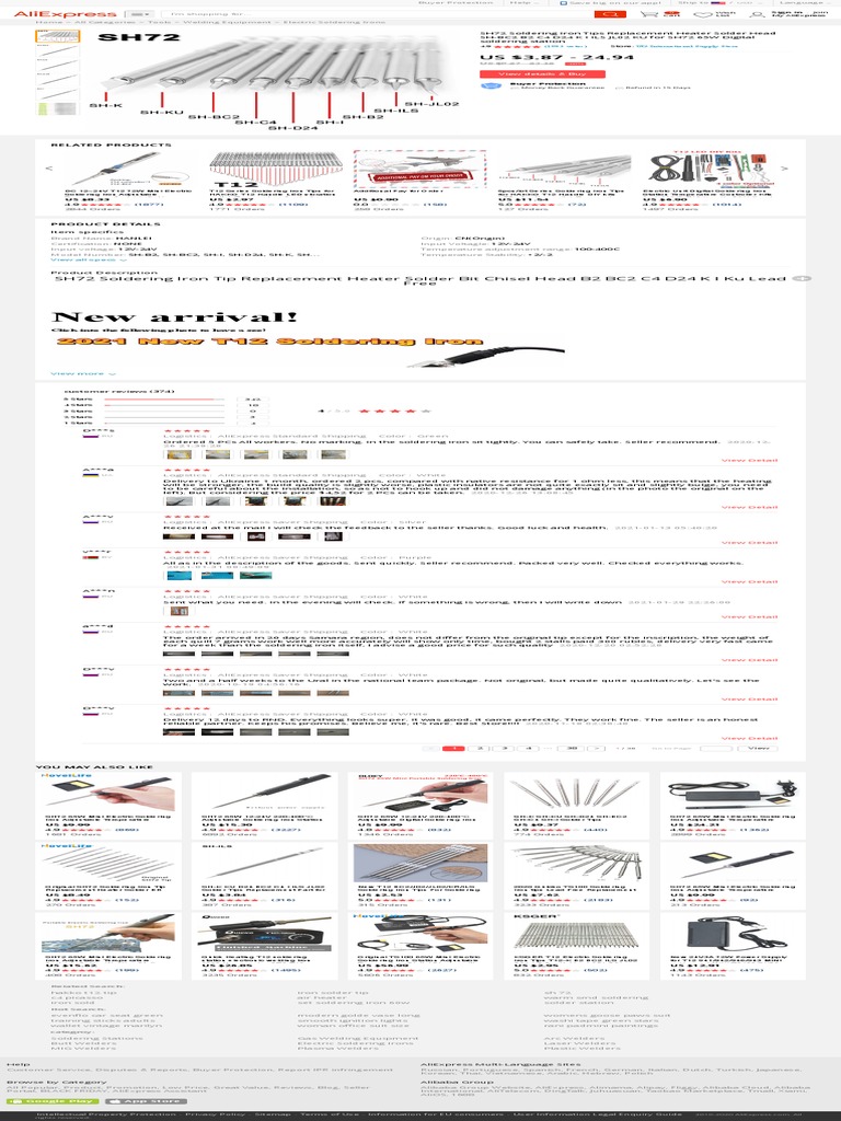 SH72 Soldering Iron Tips Replacement Heater Solder Head SH BC2 B2 C4 D24 K I ILS JL02 KU For ...