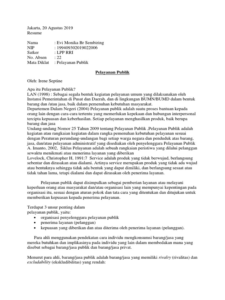 22-Evi Monika BR Sembiring-Pelayanan Publik | PDF