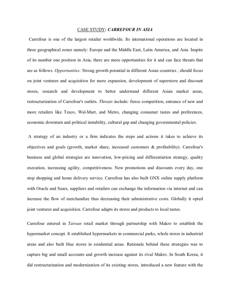 Carrefoure's CASE STUDY | PDF | Retail | Strategic Management