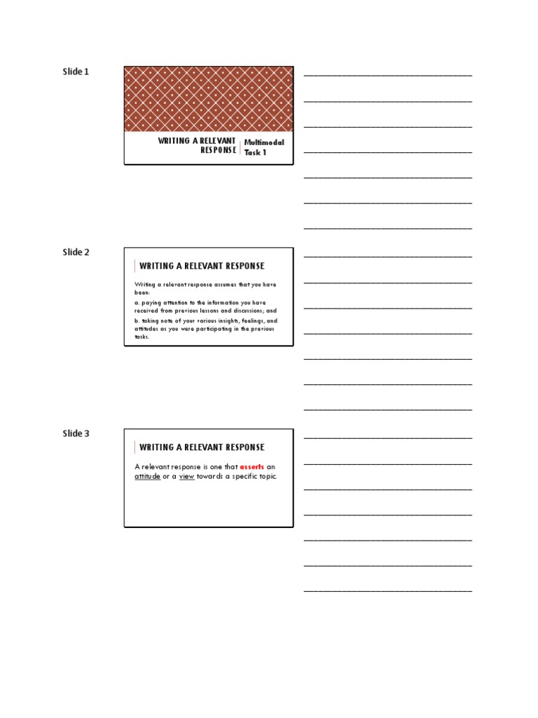 Writing A Relevant Response | PDF | Communication | English Language