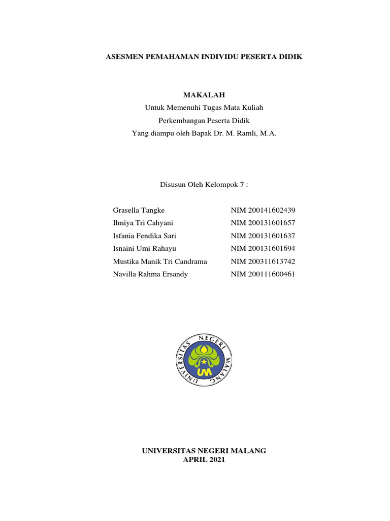 Makalah PPD KLP 7 - Asesmen Pemahaman Individu Peserta Didik | PDF