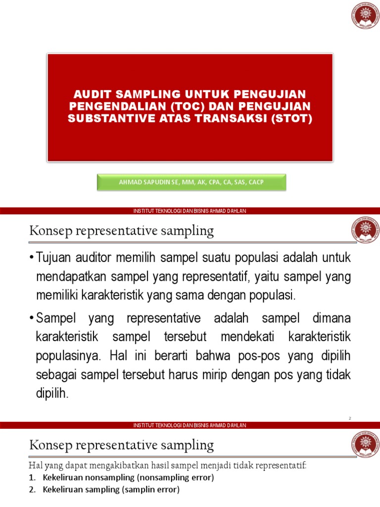 Audit Sampling Untuk Pengujian Pengendalian (Toc) Dan Pengujian ...