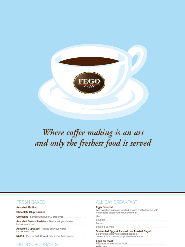 Fego Coffee Menu | PDF | Salad | Hamburgers