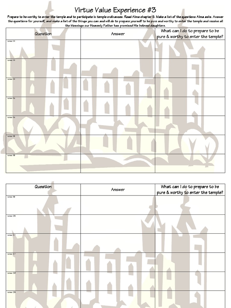 Virtue3 Worksheet | PDF