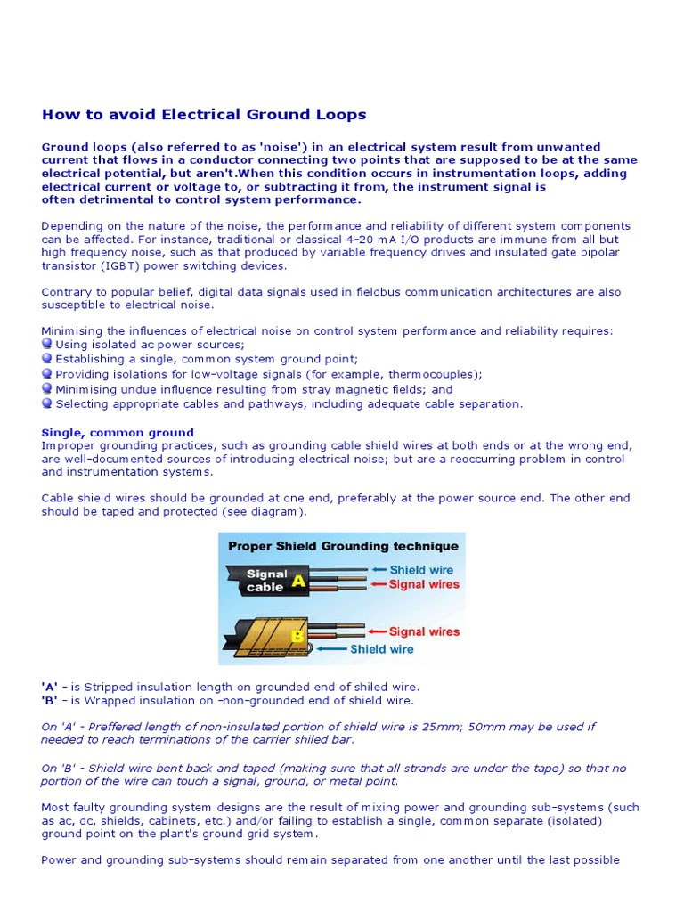 How To Avoid Electrical Ground Loops | PDF | Electrical Equipment ...