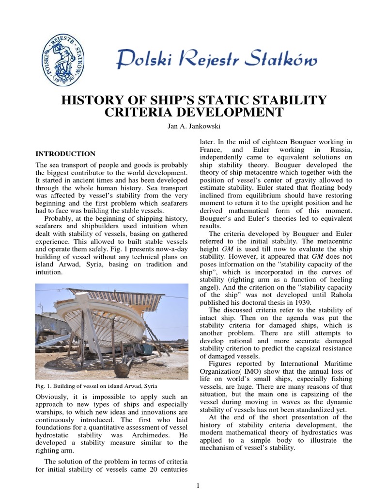 History of Ship'S Static Stability Criteria Development: Fig. 1 ...
