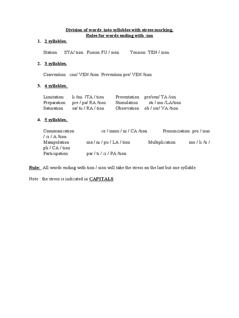 2rules Division of Words Into Syllables With Stress Marking | PDF