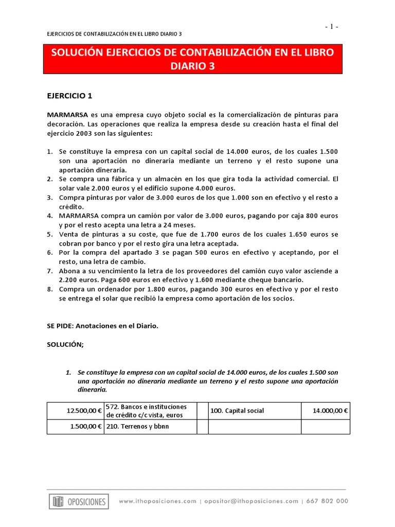 Sol Ej Operaciones Libro Diario 3 | PDF | Transferencia bancaria | Empresas