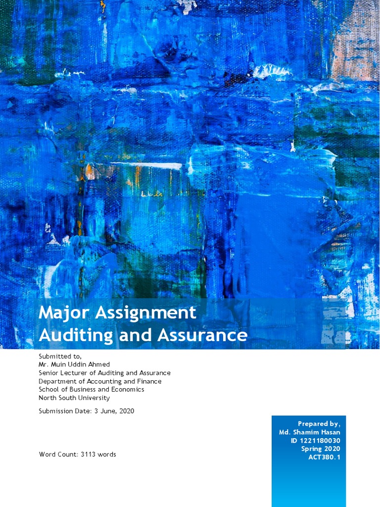 Major Assignment Auditing and Assurance | PDF | Internal Control | Audit