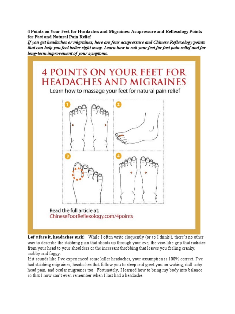 Acupressure Points for Headache Relief | PDF | Headache | Migraine