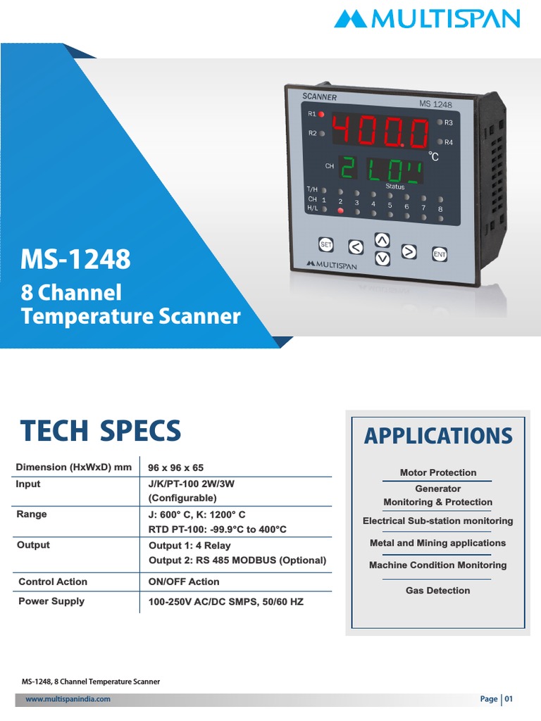 Tech Specs: 8channel Temperaturescanner | PDF | Power Supply | Computer ...