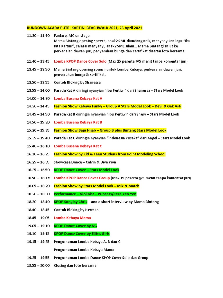 Rundown Acara | PDF | Seni