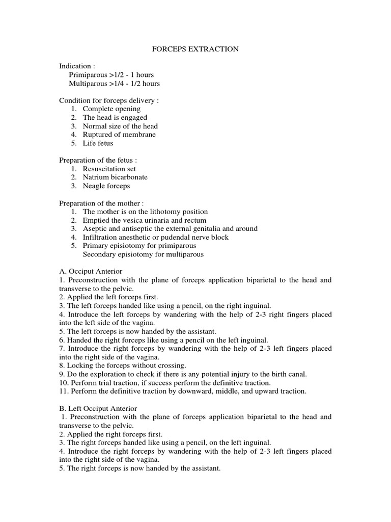 Forceps Extraction Procedures | PDF | Vagina | Pelvis