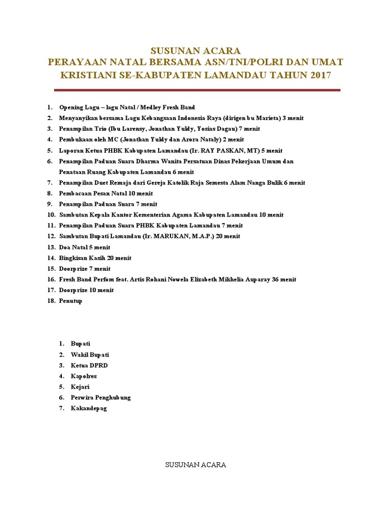 Susunan Acara | PDF