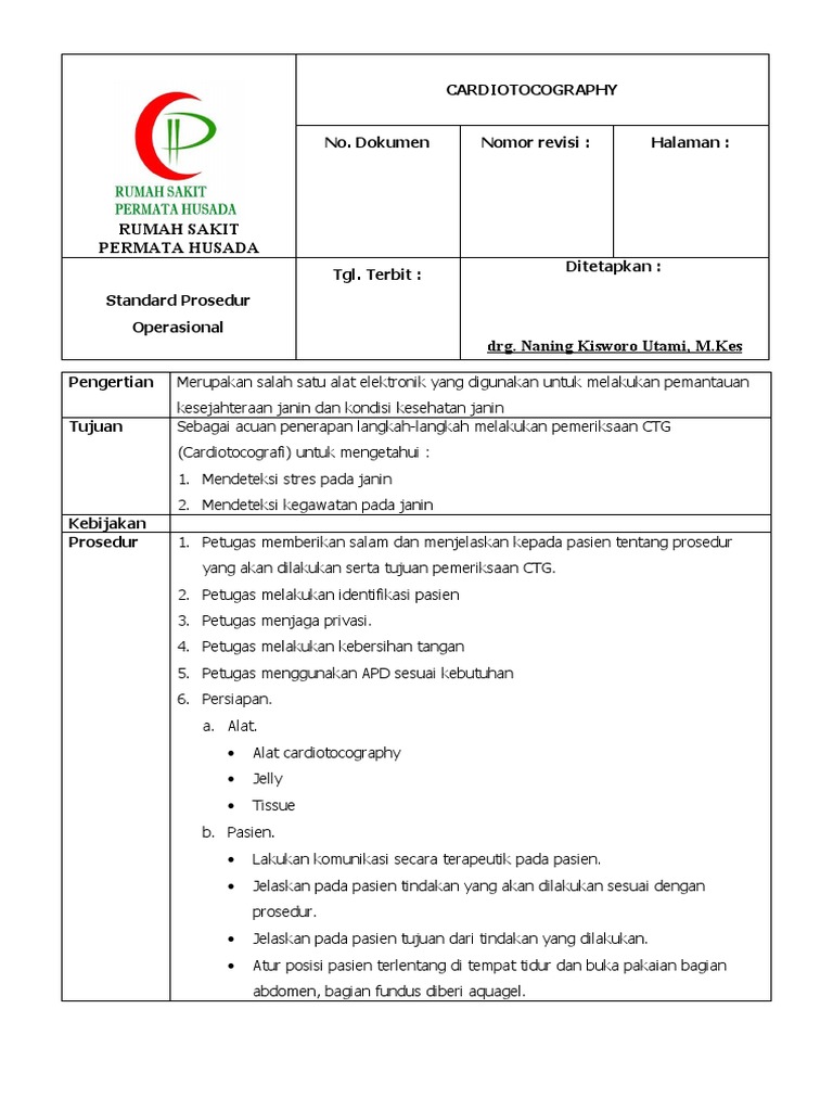 Prosedur Pemeriksaan CTG Janin | PDF