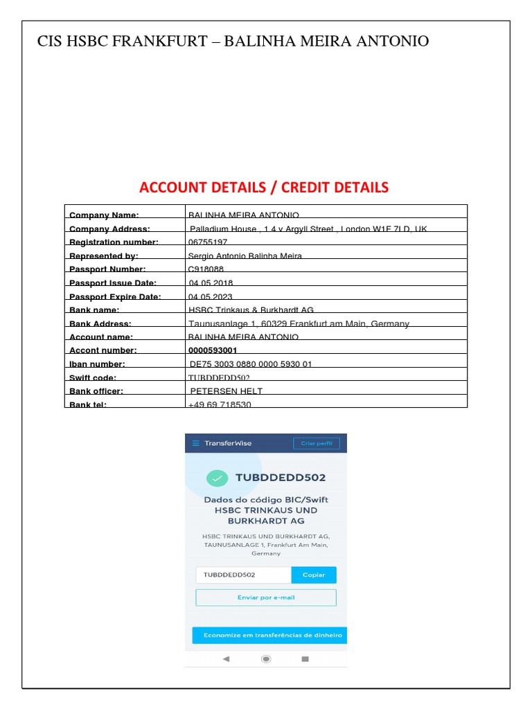 CIS Account Details for Balinha Meira Antonio | PDF