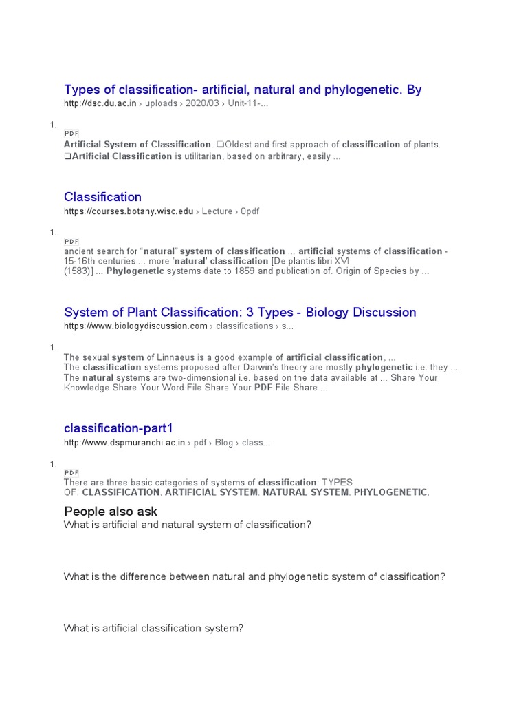 Types of Classification-Artificial, Natural and Phylogenetic. by | PDF ...