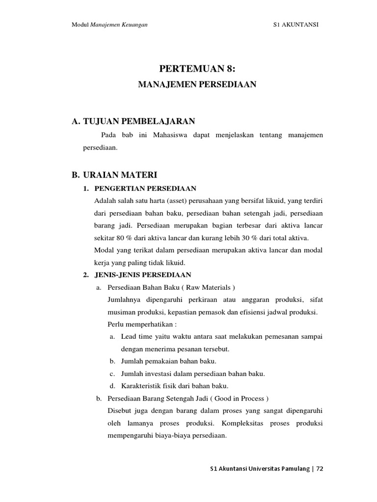 Pertemuan Ke-8 - Manajemen Persediaan | PDF | Bisnis | Teknologi & Rekayasa