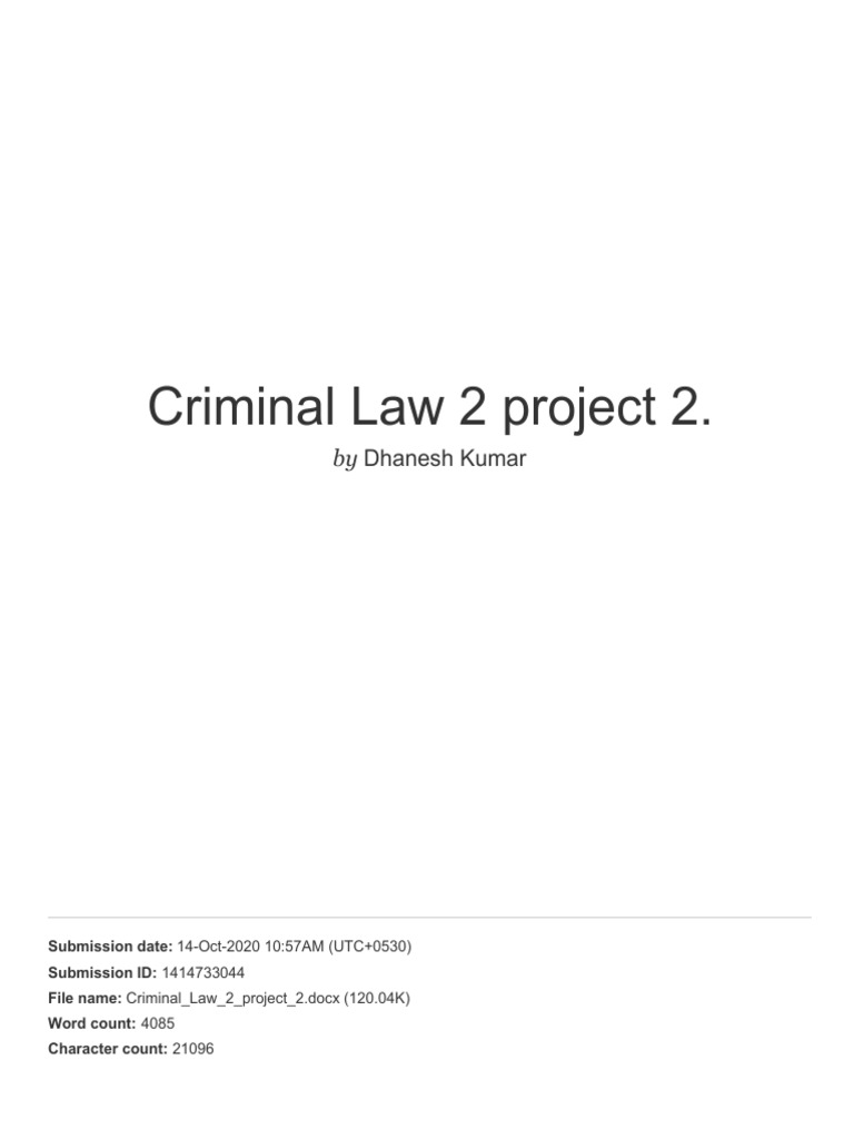Criminal Law Project 2 Analysis | PDF | Misconduct | Crime & Violence