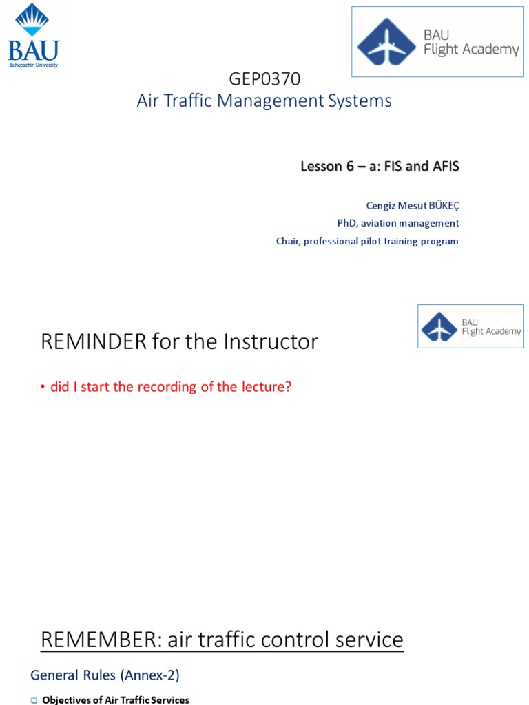 Flight Information and AFIS Overview | PDF | Air Traffic Control ...