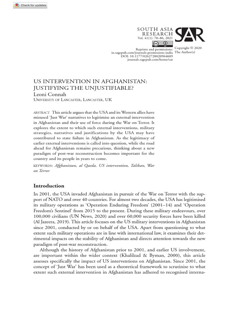 Us Intervention in Afghanistan: Justifying The Unjustifiable? | PDF ...