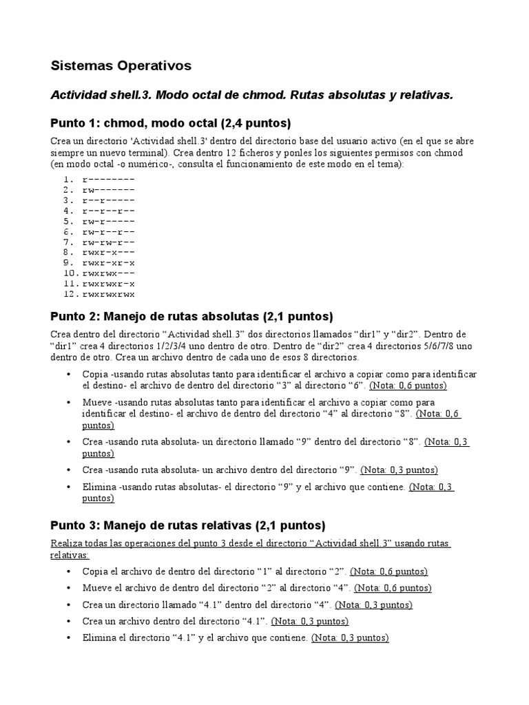 Actividad Shell.03. Modo Octal de Chmod. Rutas Absolutas y Relativas ...