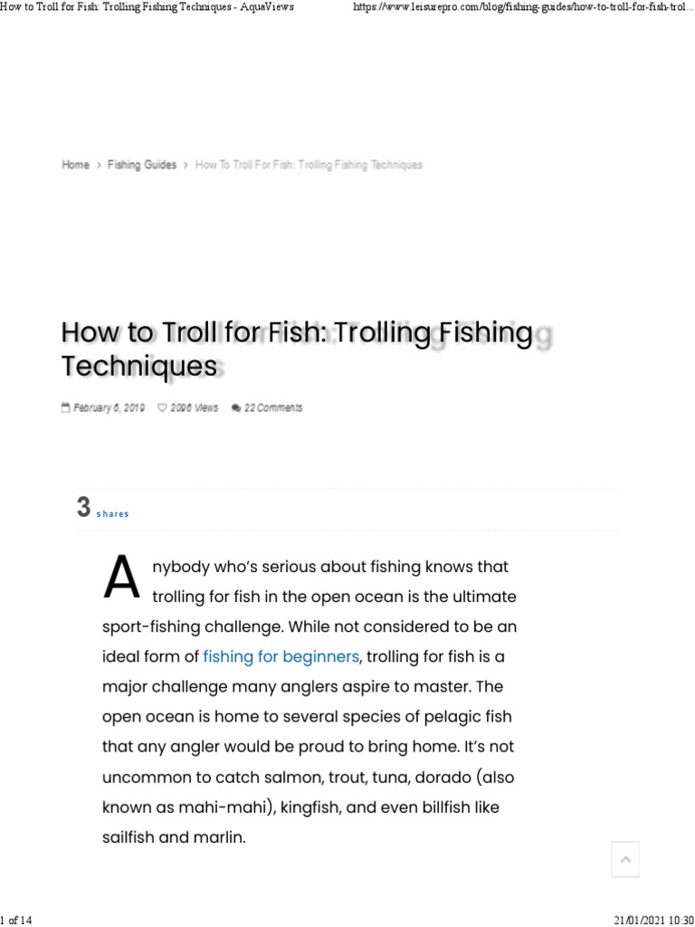How To Troll For Fish Trolling Fishing Techniques - AquaViews | PDF ...